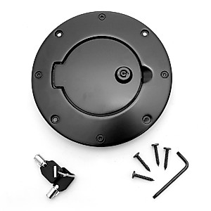 Rugged Ridge 11425.08 Gas Cap Door, Locking, Black Aluminum; 97-06 Jeep Wrangler TJ