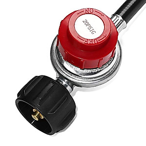 MOFLAME 4 Feet High-Pressure Propane 0-20 PSI Adjustable Regulator Hose Assembly with LP 1/2" Air Mixture Valve for Liquid Propane Fire Pits，Fireplace