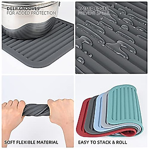 IFFMYJB Silicone Trivets for Hot Dishes, Pots and Pans, Hot Pads for Kitchen Counter, Heat Resistant Trivets for Quartz Countertops, Hot Pads, Silicone Pot Holders Mats, Teal Table Trivet Mat, Set 2