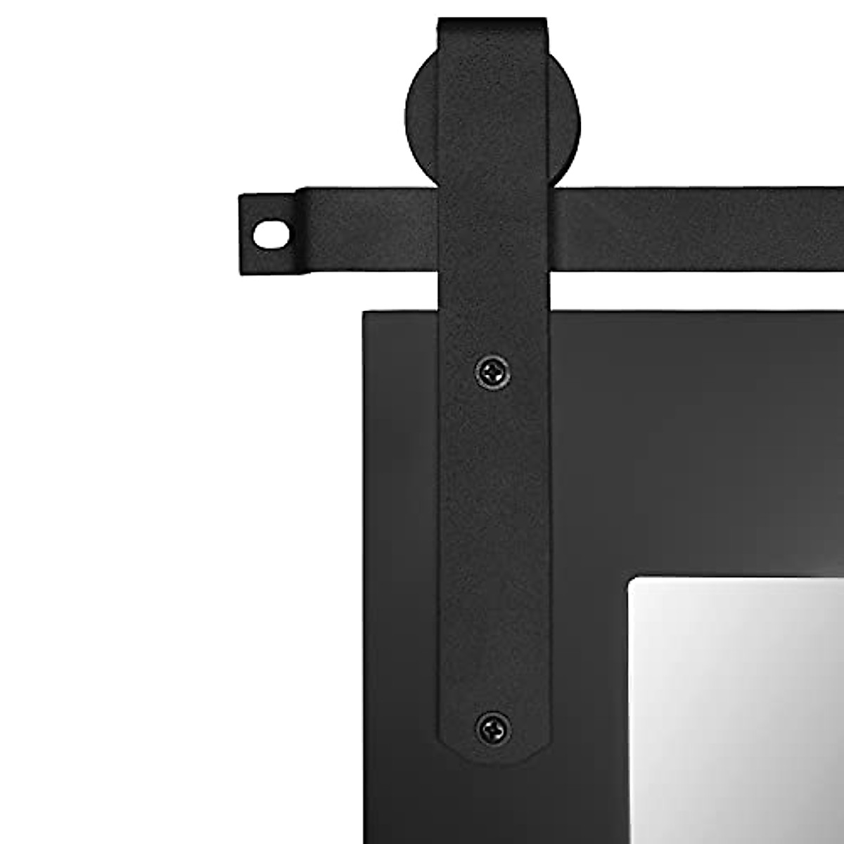 Toppay Farmhouse Wood Framed Wall Mirror Barn Door Rustic Mirrors for Wall (Black, 22 inches x28 inches )