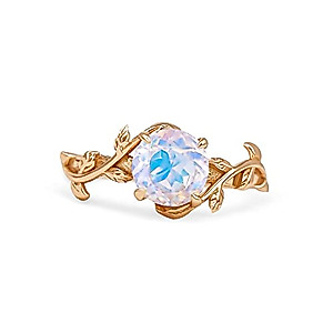 Genuine Moonstone Promise Ring for Women 14kt Gold by ASANA - Vintage Moonstone Ring Twig 14kt Rose Gold Sterling Silver Moonstone Promise ring - Crystal Rings, Gemstone Statement Ring, Moonstone Ring