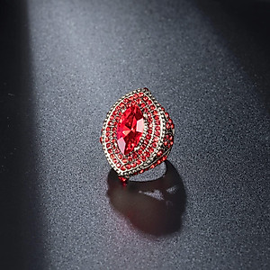 CKHAO Women Ring - Big Size Antique Gold Plated Turkish Style Red Gemstone Vintage Ring Women Jewelry J0769RED (8)