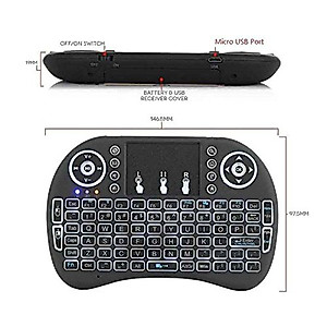 (Upgraded)Rii 2.4GHz Mini Wireless Keyboard with Touchpad,QWERTY,LED Backlit,Portable Keyboard for laptop/PC/Tablets/Windows/Mac/TV/Xbox/PS3/Raspberry Pi .(i8+ Black)