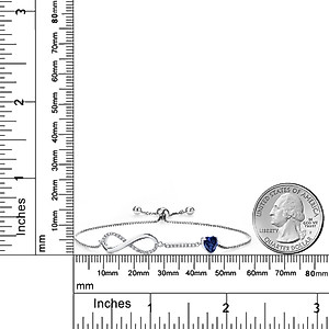 Gem Stone King 925 Sterling Silver Heart Shape 6MM Gemstone Birthstone and White Moissanite Infinity Tennis Bracelet For Women Fully Adjustable Up to 9 Inch