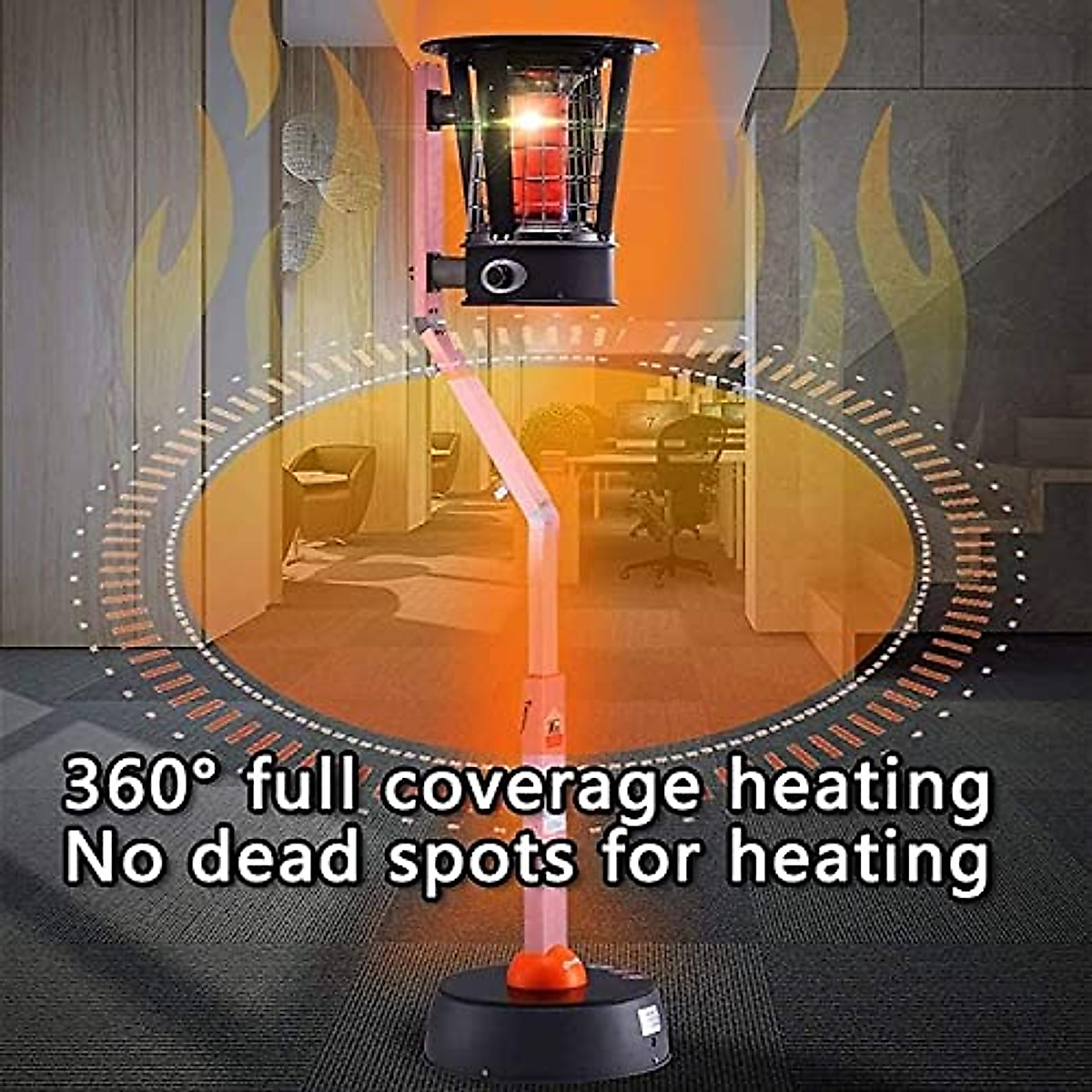 YAOJIA Outdoor Heaters Outdoor/Indoor Patio Heater, Commercial Propane Gas Heater, Freestanding Infrared Heater with Height Adjustable, Garden Heating Lamp