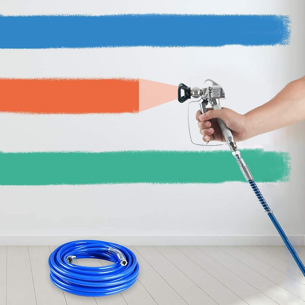 GYLBF 50ft x 1/4" Upgraded Airless Paint Sprayer Hose Sprayers, Airless Paint Hose Made of Four Layers of Quality Materials, Contains Encrypted steel wire Layer