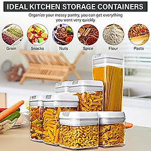 Kitchen Hero 7 Pieces Airtight Food Storage Containers for Food | BPA Free Cereal & Dry Food Storage Containers with Lids | Cereal Storage Containers Airtight | Pantry Organization Canisters