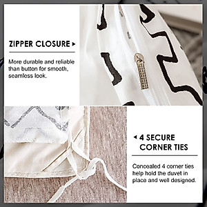 Gafance 3Pcs Black Stripe Printed Duvet Cover Aztec Twin Set, Southwest Bedding Ethnic Style Comforter Cover with Zipper Closure, Soft Bed Linen White Quilt Cover 68X90 inches & 2 Pillow Shams