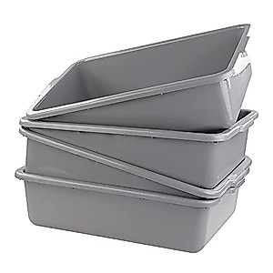 Rinboat 24 Quart Commercial Bus Box, Plastic Bus Tote, Gray, Pack for 4