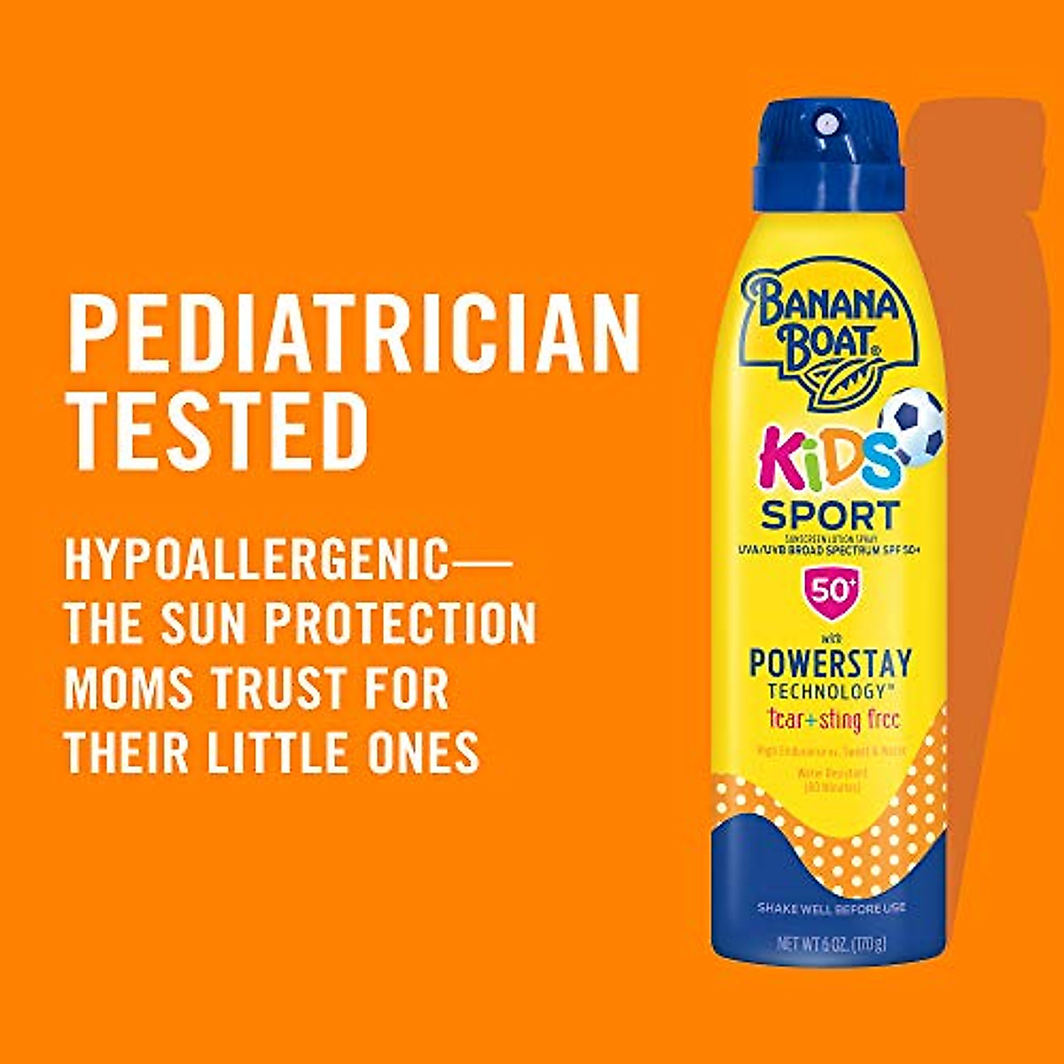 Banana Boat Kids Sport Sunscreen Spray, Sting-Free, Tear-Free, Broad Spectrum, SPF 50, 6oz. - Twin Pack
