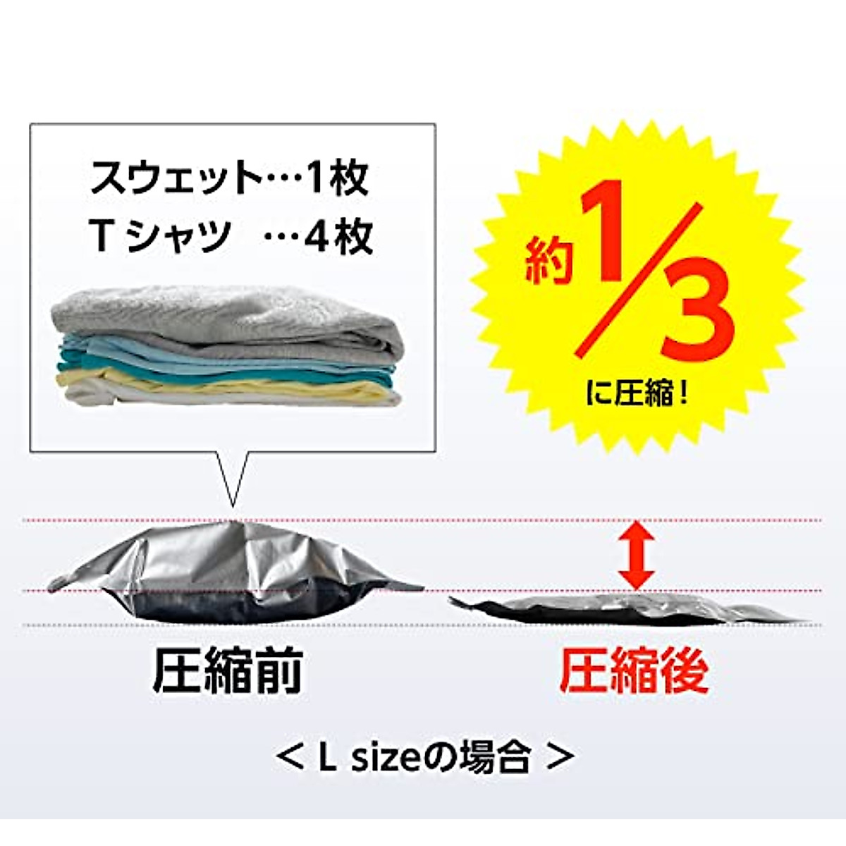 PETAKO Space Saver Bags 4pcs/sets, Easy compression in 1 second just by sitting on, Made in Japan