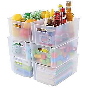 Jandson Kitchen Pantry Storage Bin, 6 Packs, Stackable Freezer Food Storage Box