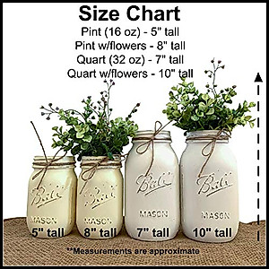 Set of 5 - Painted Distressed Mason Jars - Choose Pint 16 oz or Quart 32 oz, You Choose Jar Colors, Artificial Flowers Optional, Mason Jar Centerpiece Set, Boho Chic Baby Shower Centerpiece for Girls