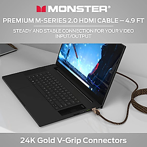Monster M-Series Certified Premium HDMI Cable 2.0, Features 4K Ultra HD at 60Hz Refresh Rate, Duraflex Jacket, and Triple Layer Shielding, 25 Gbps - 4.9 ft