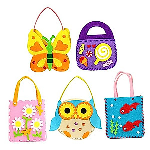 TOYANDONA 5 Sets DIY Handbag Kids Purse Kids Suit Case Candy Kit Sewing Crafts Beginners My First Sewing Kit My First Sewing Bag Cartoon Handbag. Delicate Handbag Portable Bag Storage Bag
