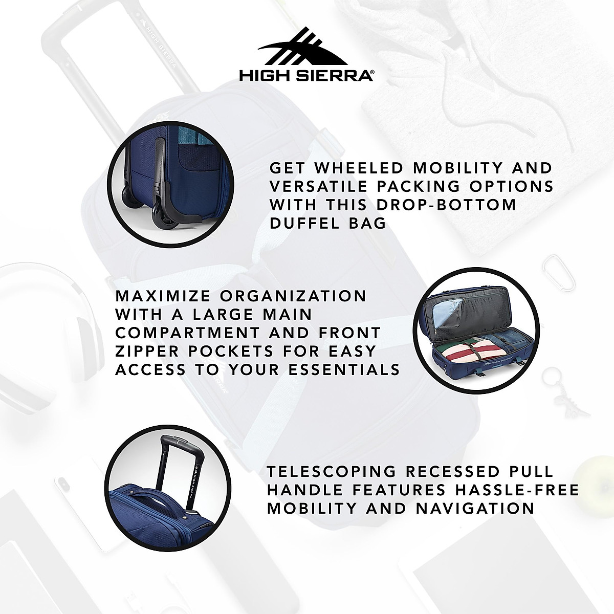 High Sierra Travel Bag, Navy/Graphite Blue, 22”