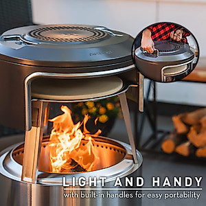 Solo Stove Bonfire Pi Fire | Pizza Oven Accessory for Bonfire Fire Pit, Incl. Carry Case & Cordierite Pizza Stone, Wood Burning Assembly, Stainless Steel, (H x Dia): 16.9 x 19.3 in, 19.6 lbs