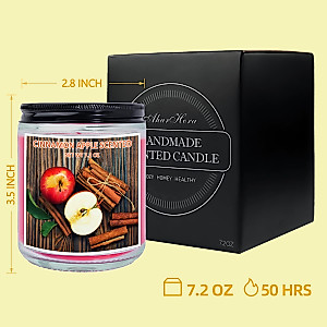 AharHora Cinnamon Apple Scented Candle, 7.2oz Jar Candle Gifts for Women Men, Fall Autumn Candles for Home Scented, Soy Wax Candle Last Over 50 Hours, Unique Gift for Friend Family Coworker