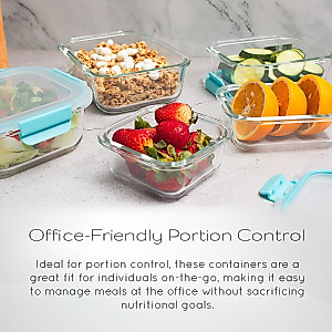 Ceybo 12 Set Air-Tight Glass Food Storage Containers with Snap Lids, Microwave-Safe, for Lunch, Meal Prep and Leftovers (Blue)