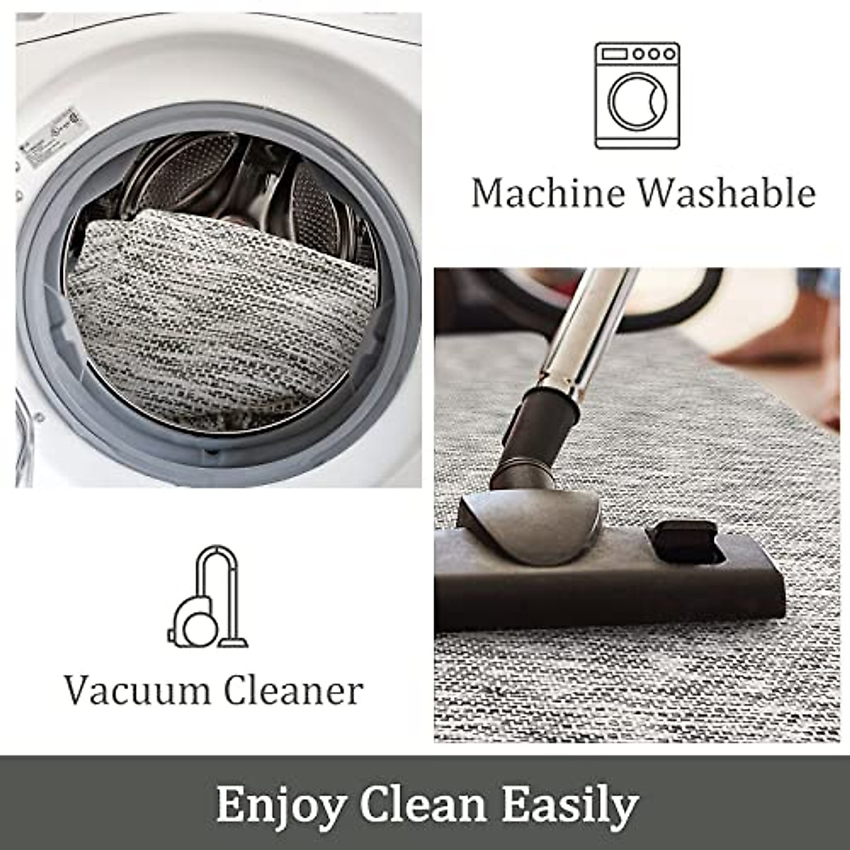 Lahome Hallway Runner, 2x6 Handwoven Reversible Washable Runner Rug, Grey Cotton Farmhouse Low Pile Bathroom Rug Long Carpet for Laundry Sink Doorway Decor