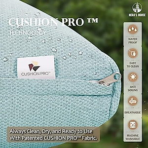 HERA'S HOUSE Patio Furniture Sets, Outdoor Wicker Furniture Set with 56" Fire Pit Table, 8 Pieces Sectional Conversation Sofa Set with Ottomans for Garden Poolside Backyard, Brown Rattan Blue Cushions