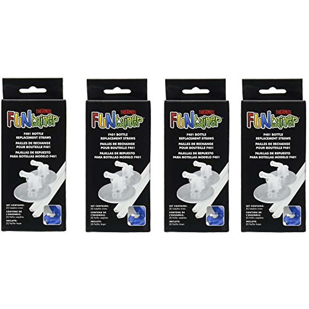 Thermos F401 Replacement Straws for 12 Ounce Funtainer Bottle, Clear (Clear (4 Pack))
