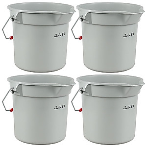 Nihenok 4 Pack Plastic 3.5 Gallon Round Utility Pail with Handle, Commercial Buckets, Gray