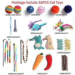 SYEENIFY Cat Toys Kitten Toys Assortments,Cat Feather Toys,Cat Wand Toy,Cat Toys for Indoor Cats