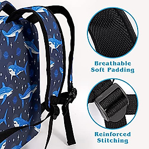 Dacawin Shark Backpack for Boys Blue Cartoon Animals Bookbag Lightweight Breathable School Backpacks Fashion Casual Travel Back Pack for Toddler Kids