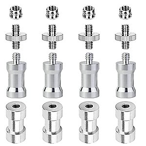 Camera Screws Kit, PAMOWO 16Pcs Tripod Mount Screw Adapter 1/4" to 1/4" Threaded Ring Screw Converter Pack, 1/4" to 3/8" Nut for DSLR Camera/Tripod/Monopod/Ballhead/Flash Light/Quick Release Plate