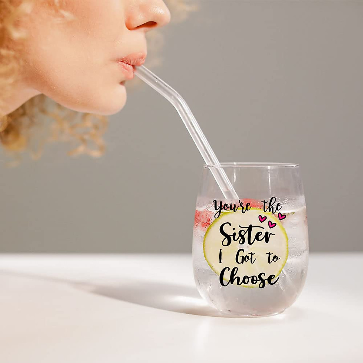 SOCOARZR Sister Gifts,Mothers Day, Valentines Day,Christmas,Birthday Gifts for Sister,Women,Friend - You are the sister I go to choose Wine Glass for Sisters in Law