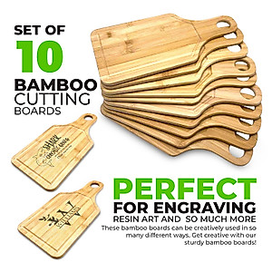 Bulk Plain Bamboo Paddle Cutting Board (Set of 10) | For Customized, Personalized Engraving Purpose | Wholesale Premium Blank Bamboo Board (Handle 13" x 6")