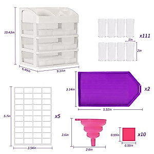 BEIFUMEI Diamond Painting Accessories Storage Containers, Plastic Storage Box with Drawer 111 Slot Individual Containers Desktop Storage Case for Diamond Art Nail Pill Rhinestones Beads Organizer