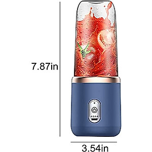 Portable Blender Cup, Electric Blender With Shake & Smoothie Bottle, Personal Juicer USB Rechargeable, 6 Blades Hand Blende (Color : Pink)