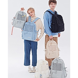 Laptop Backpack for Women Girls 15.6 Inch Mesh School Bag, Unisex Student Bookbag Waterproof Backpack for College Work Travel (Khaki)