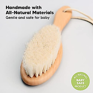 Baby Hair Brush - Baby Brush with Soft Goat Bristles - Cradle Cap Brush - Perfect Scalp Grooming Product for Infant, Toddler, Kids (Walnut, Oval)
