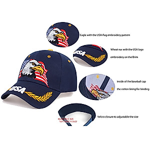 USA-Flag Eagles-Hat American Baseball-Cap Embroidered Navy