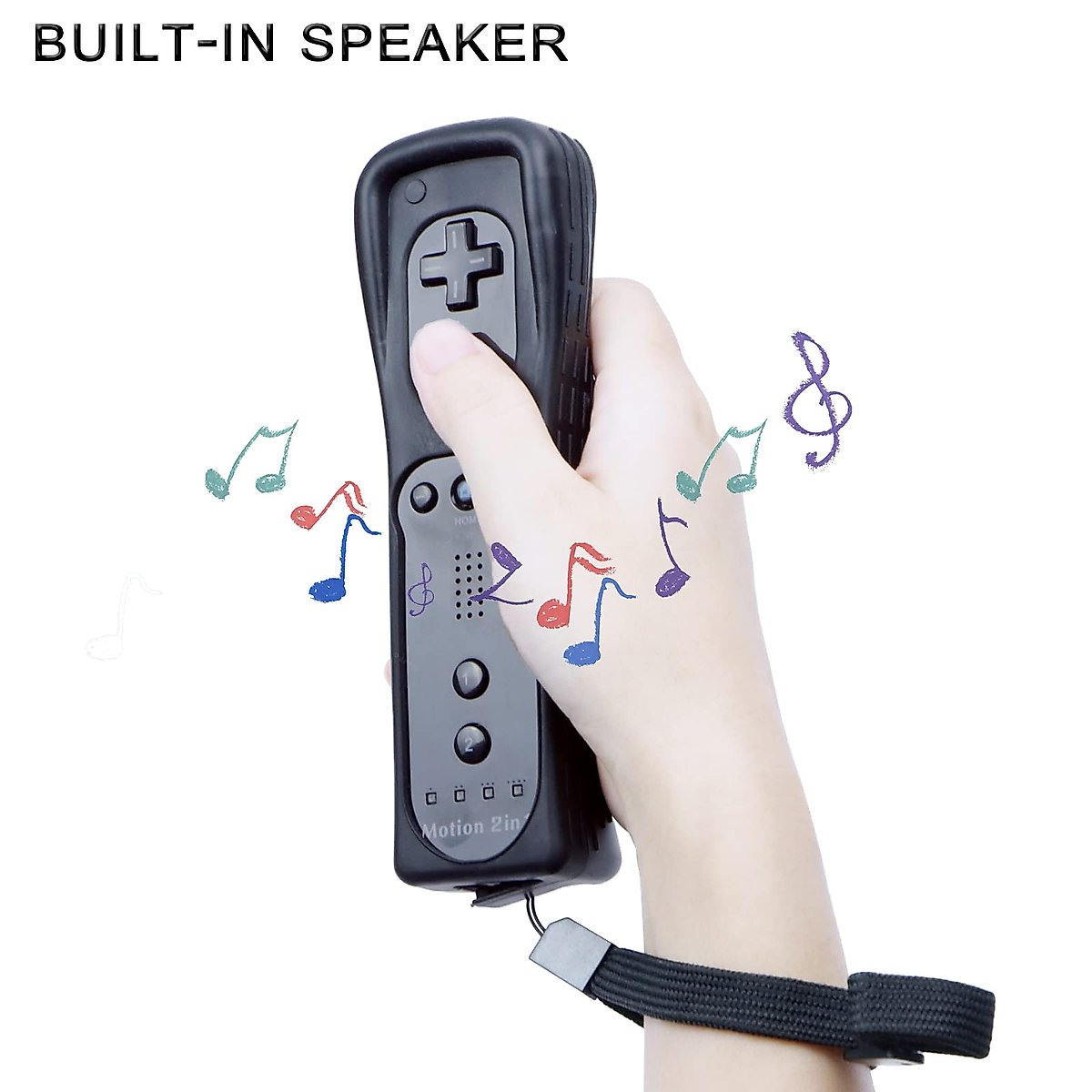 Wii Controller 2 Pack, Wii Remotes with Motion Plus and Nunchucks Compatible with Wii & Wii U Console, Wireless Remote come with Silicone Case and Wrist Strap (2 Black)