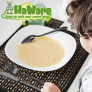 9-Piece Toddler Kids Silverware Set, HaWare Stainless Steel Hammered Flatware, Preschooler Eating Utensils Includes 3 Spoons 3 Forks 3 Knives, Metal Children Cutlery for Home School, Mirror Finished