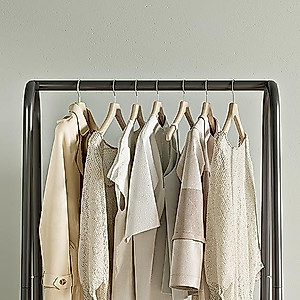 JOISCOPE Portable Metal Clothes Rack, Heavy Duty Sturdy Metal Clothing Coat Rail with Double Layer Shelf for Storing Clothes, Shoes, Suitable for Bedroom, Office, Living Room (Black)