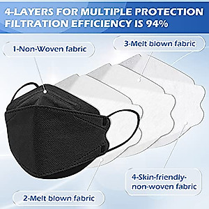 XDX 100 Pack Black Disposable Face Masks, 4 Layers Black Masks Individually Wrapped for Women and Men, Breathable and Comfortable Adult Masks – for Office, Outdoor, Daily Use