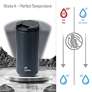 Lykka Travel Coffee Mug Spill Proof, Smart Mug/Hand Warmers Insulated Tumbler - Smart Hot Water Bottle Sport Neck Cooling Bottle Smart Thermal Coffee Travel Mug 14 oz