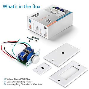 Pyle Home Wall Mount Volume Control Knob- Flush In-Wall Plate,Rotary Style Adjustment, 20-20kHz Freq. Response,Companion for Hi-Fi, Four-Pair Speaker Selector w/ Audio&Video Compatibility,White- PVC1