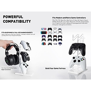 OAPRIRE Universal 3 Tier Controller Holder and Headset Stand for PS5 PS4 XBOX ONE SWITCH STEAM, Controller Stand Gaming Accessories, Build Your Game Fortresses (White)
