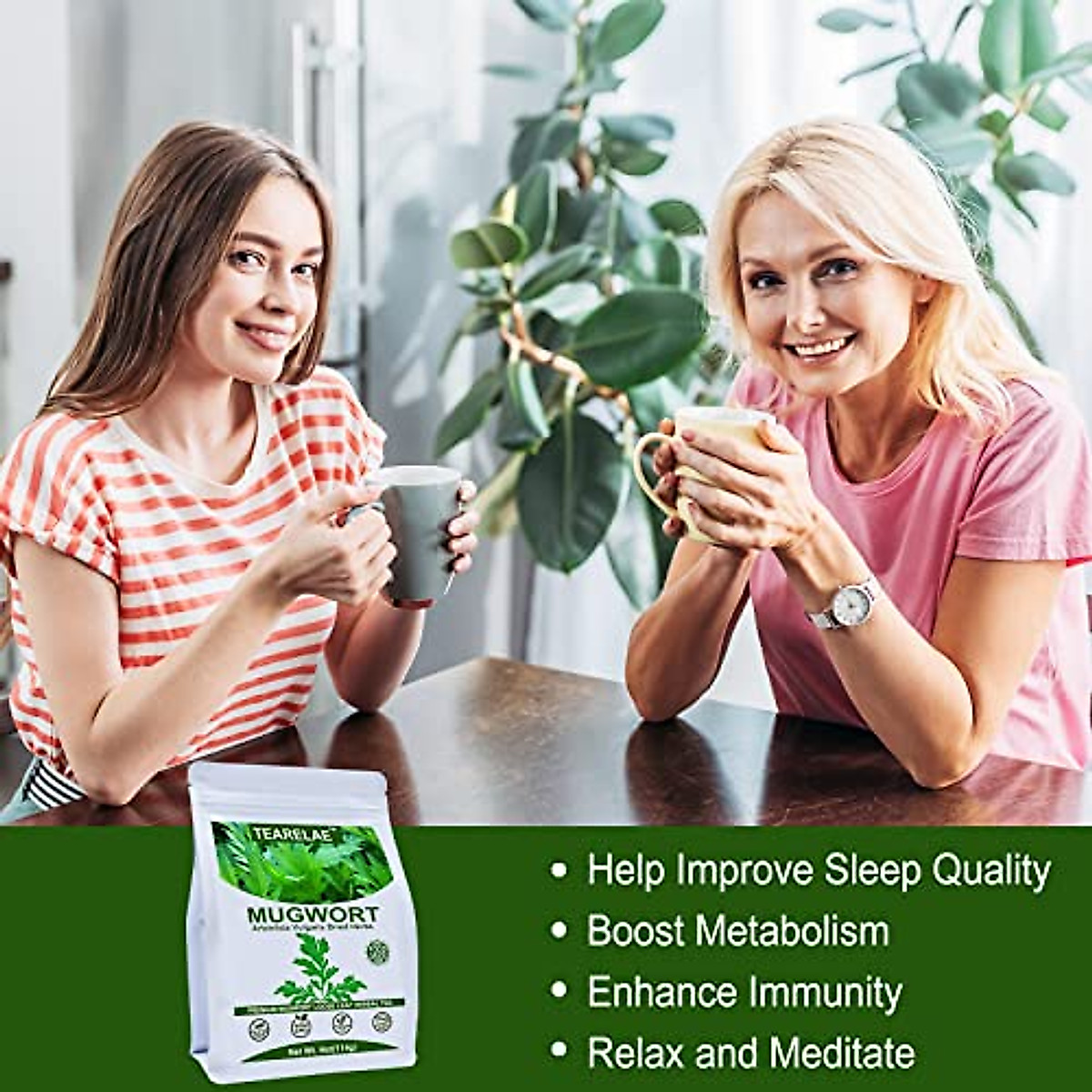 TEARELAE - Natural Mugwort Herb Dried Leaves - 4oz/114g - Mugwort Tea Loose Leaf - Non-GMO, Sulfur-free - 100% Pure Premium Dried Herbs - Help Sleep A Lucid Dream