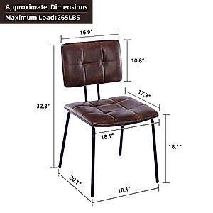 Duhome PU Leather Dining Chairs Set of 2, Breathable Faux Leather Upholstered Kitchen Chairs with Backrest, Metal Dining Chair Suitable for Dining Room Kitchen Counter Island Bar, Darkbrown