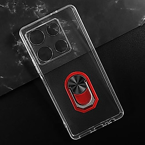 for Infinix Note 30 Pro 4G X678B Ultra Thin Phone Case + Ring Holder Kickstand Bracket, Gel Pudding Soft Silicone Phone 6.78 inches (RedRing-T)