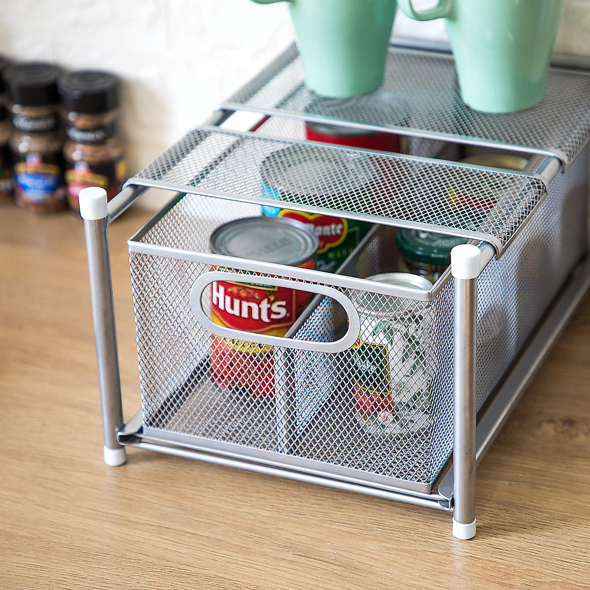 Home Zone Living Under Bathroom Sink Organizer – Sliding Basket, Inside Cabinet Storage