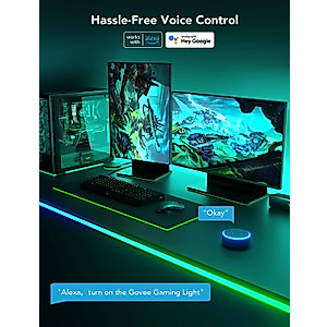 Govee RGBIC Gaming Lights, 10ft Neon Rope Lights Soft Lighting for Gaming Desks, LED Strip Lights Syncing with Razer Chroma, Support Cutting, Smart App Control, Music Sync, Adapter (Only 2.4G Wi-Fi)