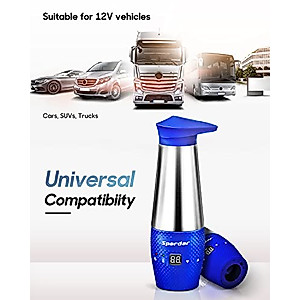 Car Kettle 12V, Portable Car Kettle Water Boiler with Temperature Control, Stainless Steel Inner, Quick Boiling, Auto Shut-Off, Leak Proof and Boil-Dry Protection, 348ml